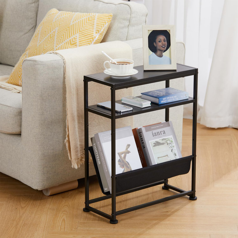 21.7 H Black Narrow Side Table Space Saving Nightstand For Living Room Bedroom And Home Office
